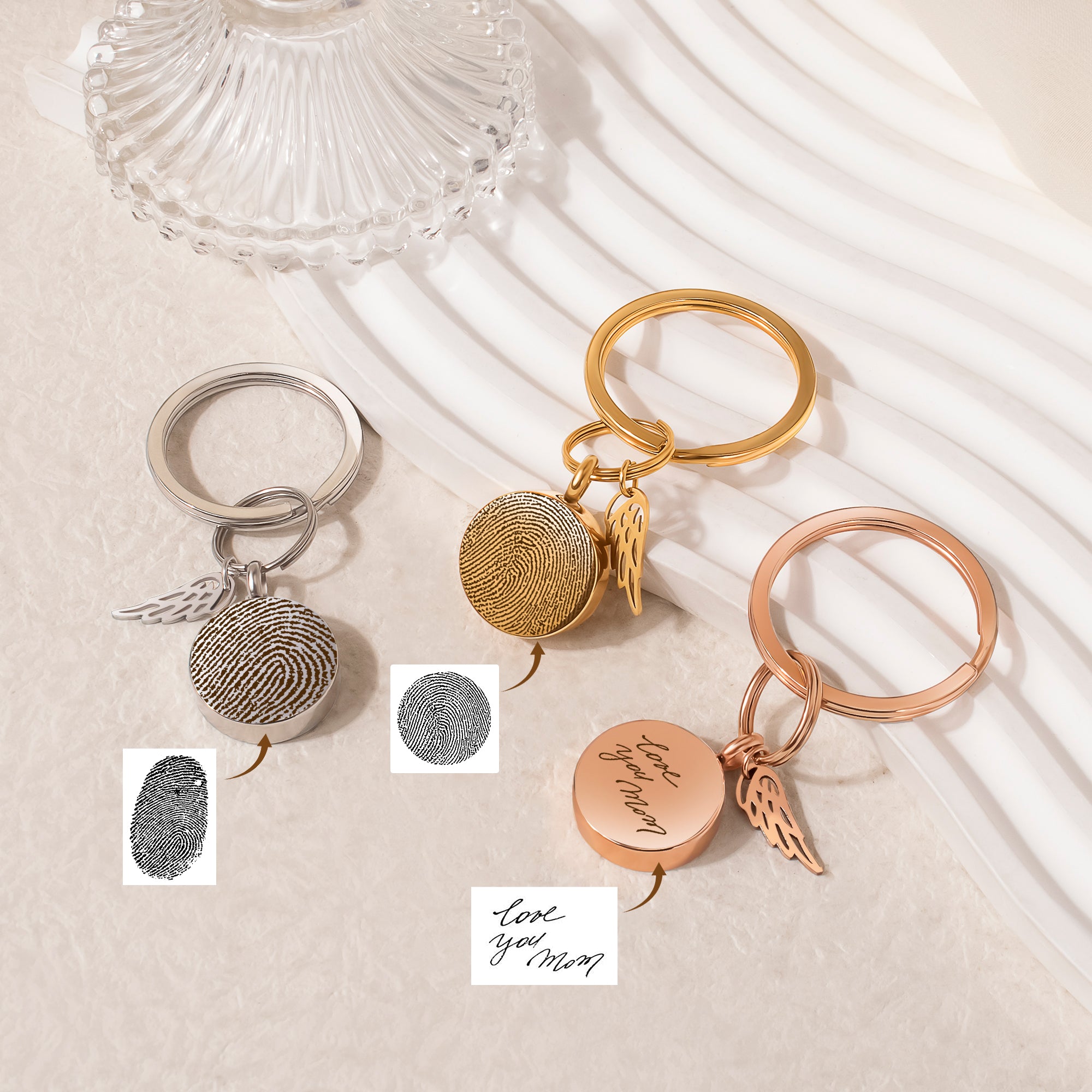 Round Fingerprint-Handwriting Coin Memorial Key Chain – Anavia Wholesale
